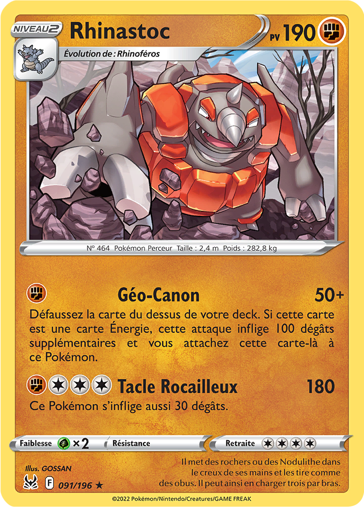 Rhinastoc Épée Et Bouclier Origine Perdue 091 — Poképédia