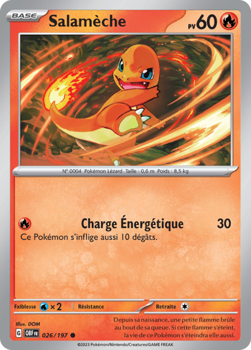 Salamèche (Écarlate et Violet Flammes Obsidiennes 026) — Poképédia