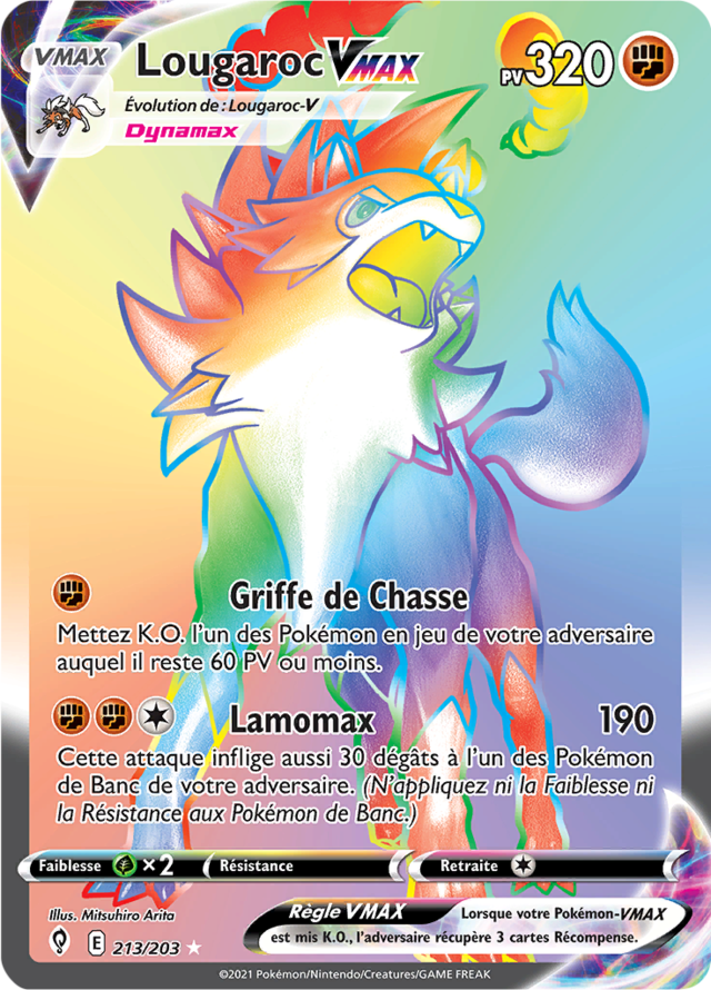 Lougaroc-VMAX (Épée et Bouclier Évolution Céleste 213) — Poképédia